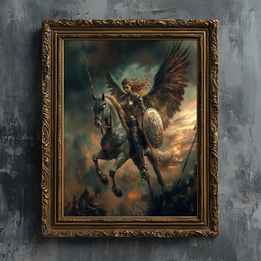 Valkyrie on the Battlefield - Fine Art Print, Mystical Female Goddess ...