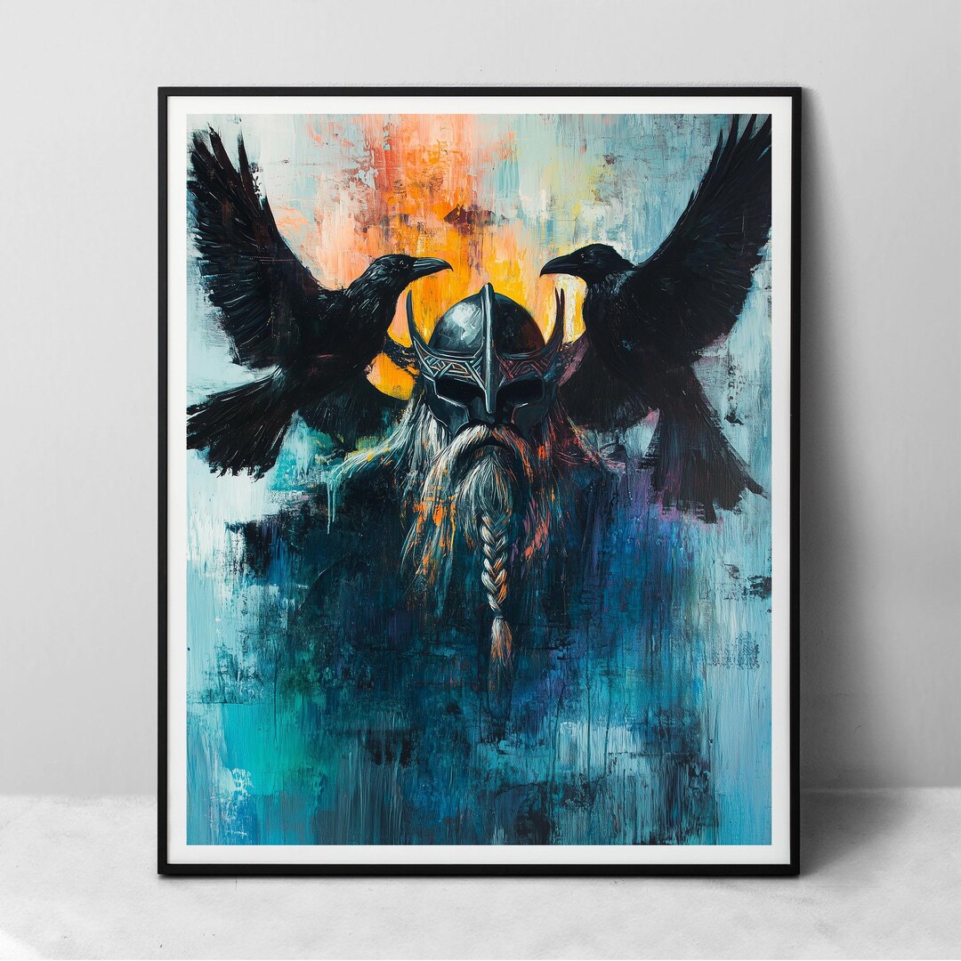 Odin With Black Ravens - Paper Fine Art Print, Digital Oil Painting ...