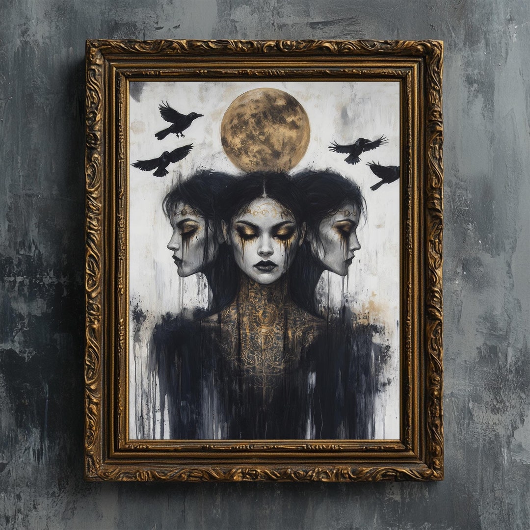 Hecate, Three-faced Goddess - Fine Art Print, Witchy Full Moon With ...