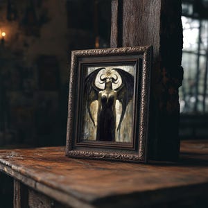 Lilith Goddess in Black Dress - Fine Art Print, Beatiful Horned Female ...