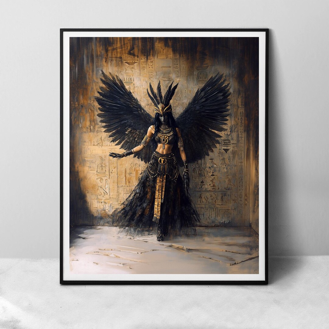 Maat, Egyptian Goddess - Paper Fine Art Print, Ancient Black Winged ...