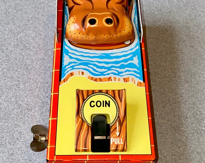 Vintage Tin Litho Hippo Coin Bank Wind Up...1960's Made in Japan - Etsy