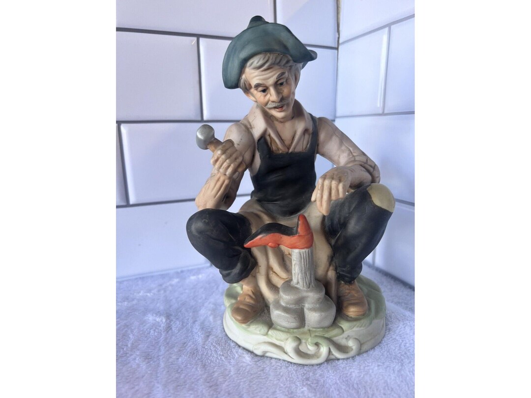 Rare Vintage Old Man Shoemaker Flambro Fine Porcelain Figurine 8 ...