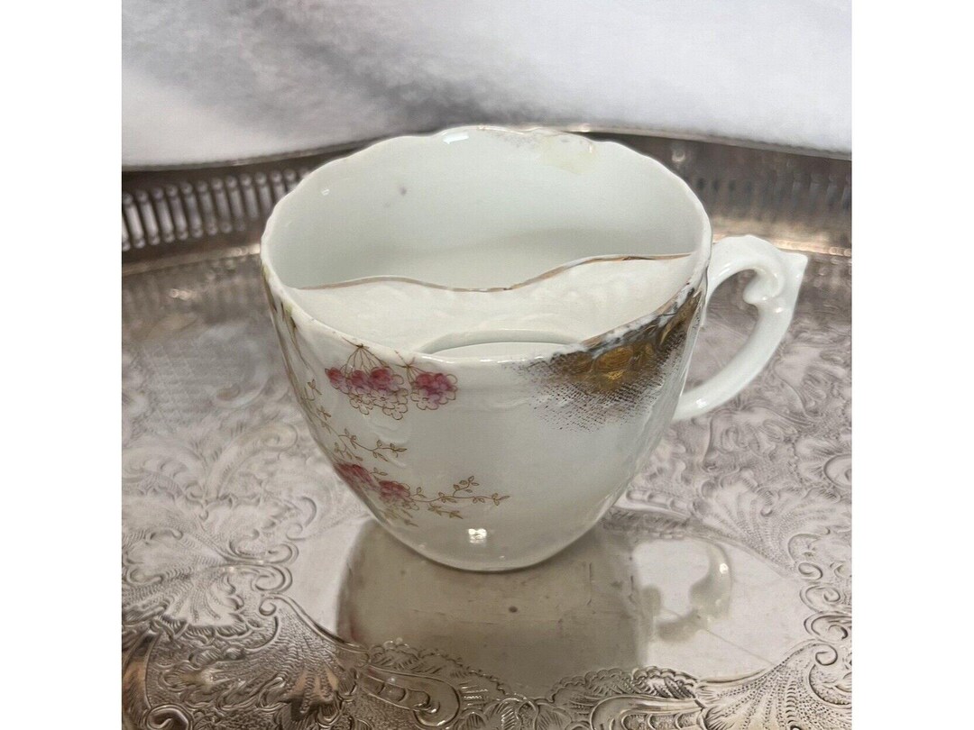 Mustache Tea Cup Dresden Germany Vintage Floral Pink Pattern Gold ...
