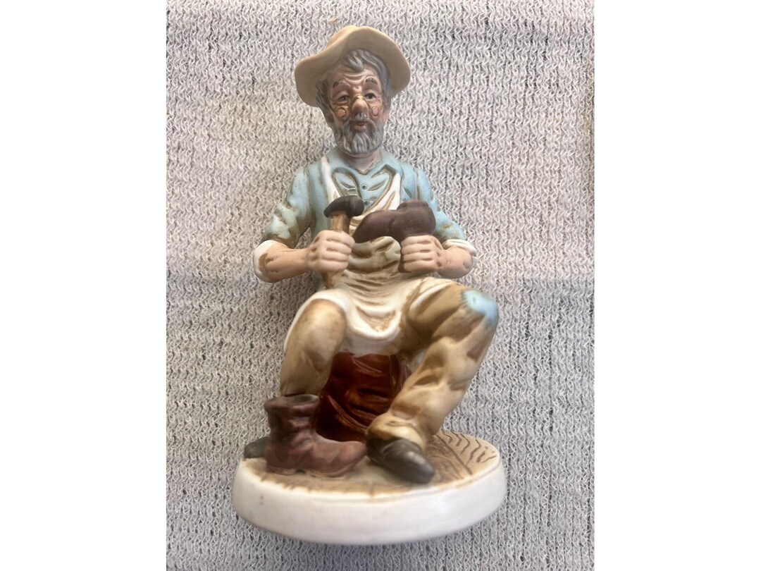 Vintage Lefton Bisque Shoemaker Old People Ceramic Figurine Rare ...