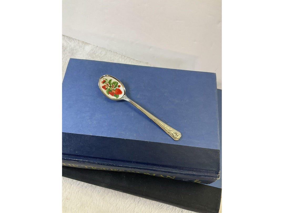 Vintage Avon Collector Spoon Enameled Strawberry Print Stainless Steel ...