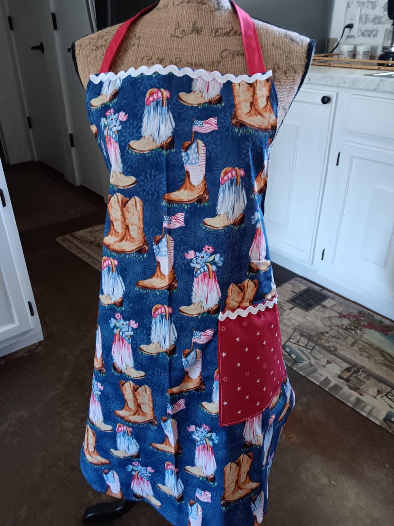 Cowboy Boot Print Womens Apron Size S/m/l/1x/ 2x/3x - Etsy