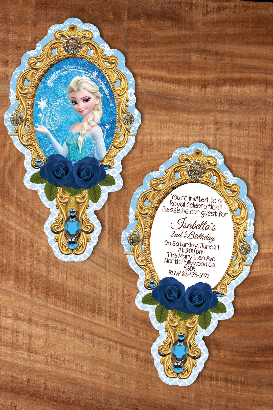 10 Elsa Frozen Mirror Invitations Printed Front and Back - Etsy