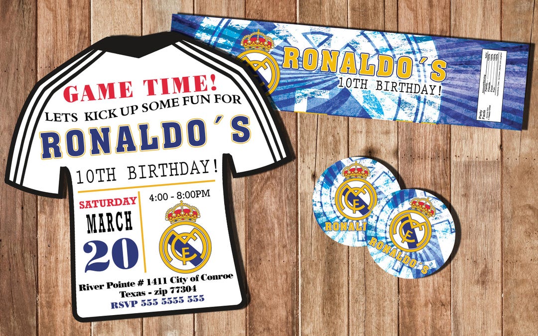 Real Madrid Soccer Jersey Invitation Stiker Water Label Chips Welsh ...