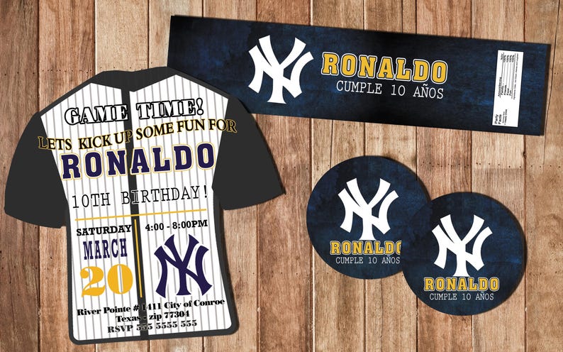 NY Yankees Baseball Jersey Invitation Stiker Water Label Chips Welsh ...