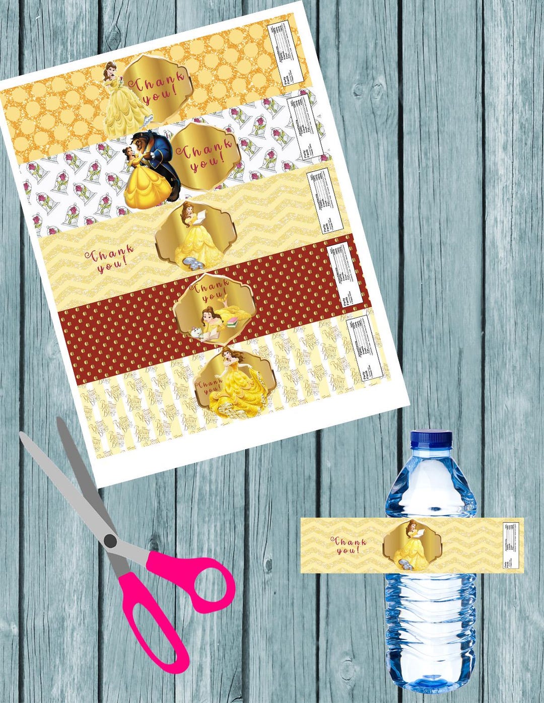 Beauty and the Beast Water Label Instant Download - Etsy