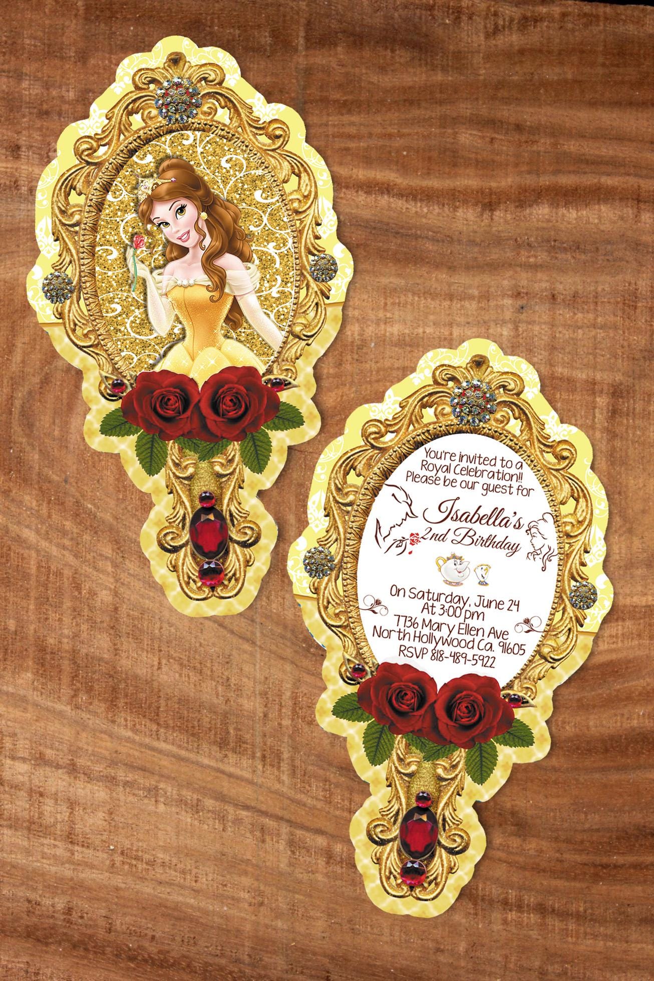 10 Beauty and the Beast Mirror Invitations Printed Front and Back - Etsy