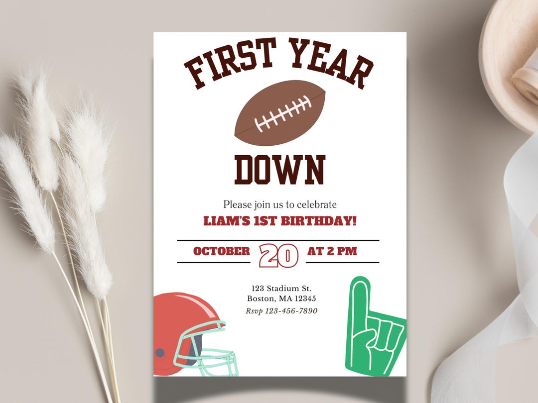 First Year Down Birthday Invitation, First Birthday Invitation ...