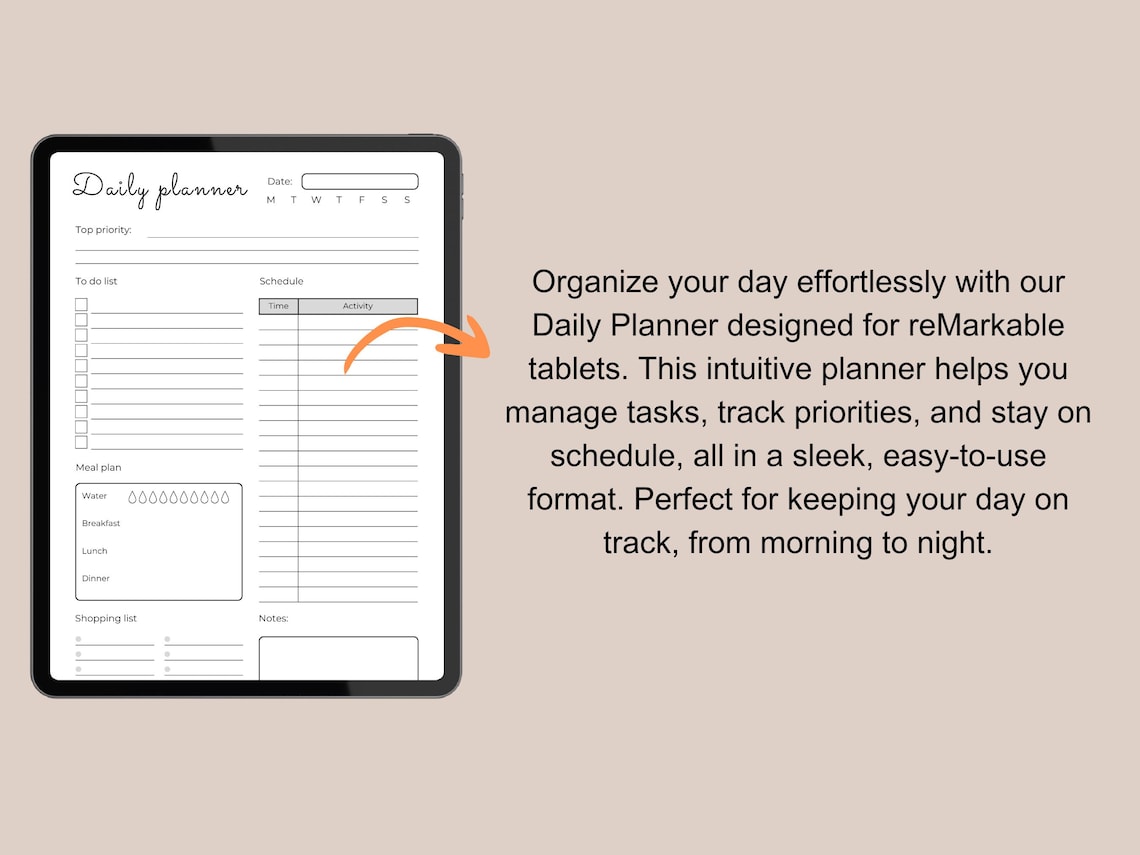 Daily Planner Template for E-ink Tablet, Daily to Do List, Tasks ...