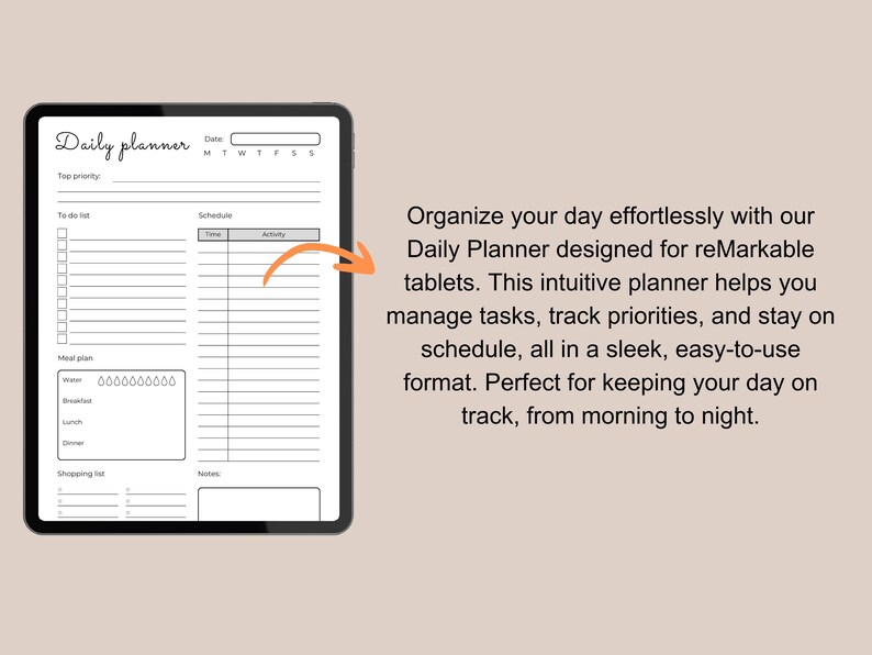 Daily Planner Template for E-ink Tablet, Daily to Do List, Tasks ...