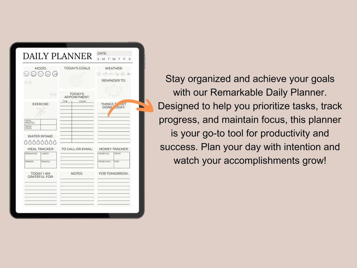 Daily Planner for E-ink Tablets Designed for Remarkable Tablet Digital ...