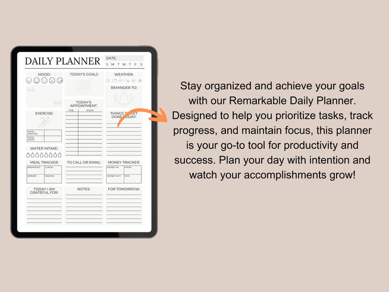 Daily Planner for E-ink Tablets Designed for Remarkable Tablet Digital ...