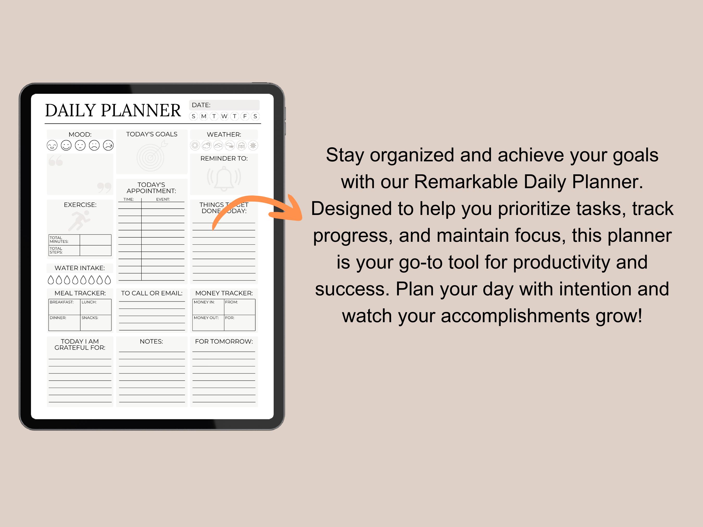 Daily Planner for E-ink Tablets | Designed for Remarkable Tablet ...