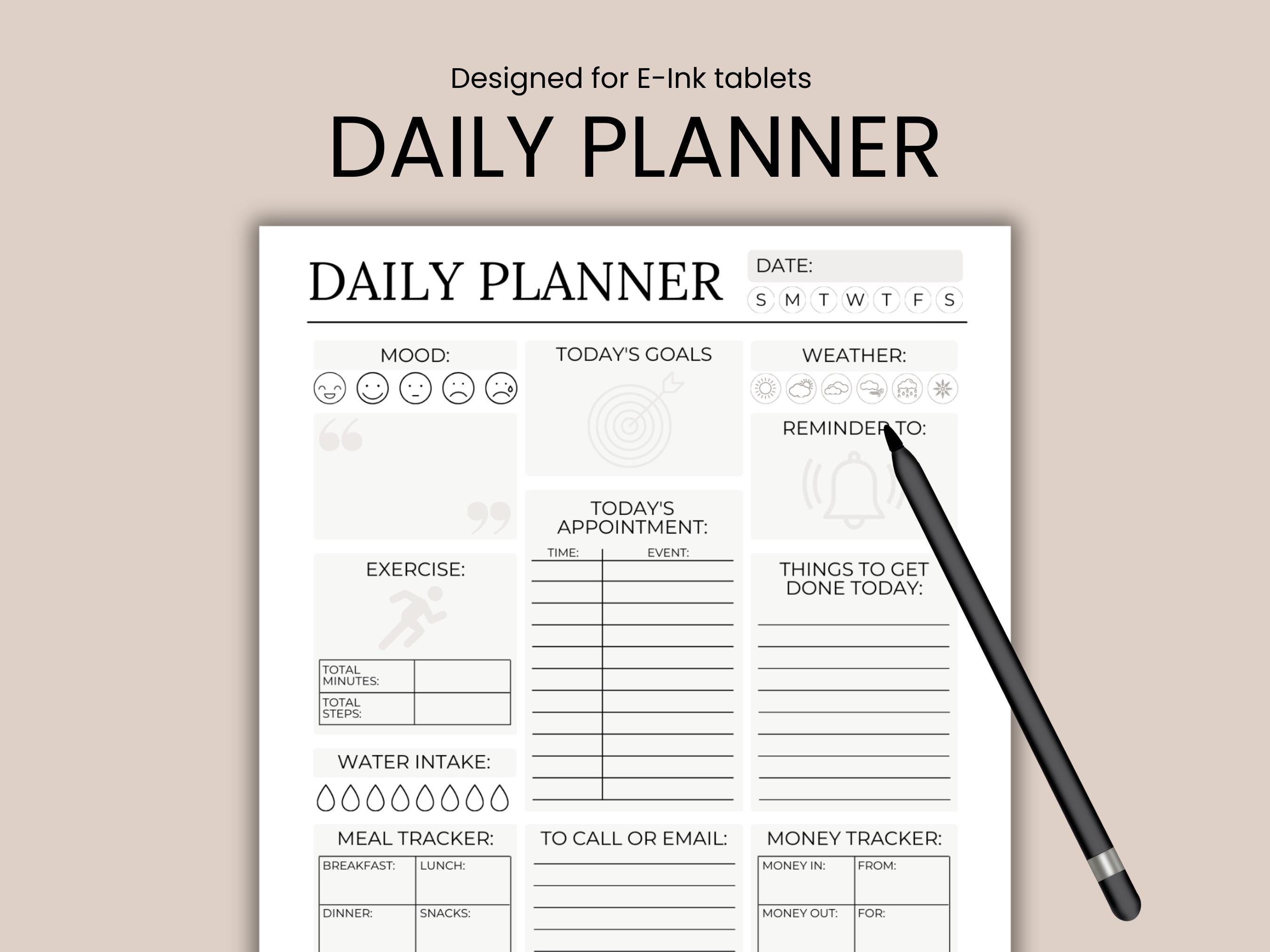 Daily Planner for E-ink Tablets | Designed for Remarkable Tablet ...