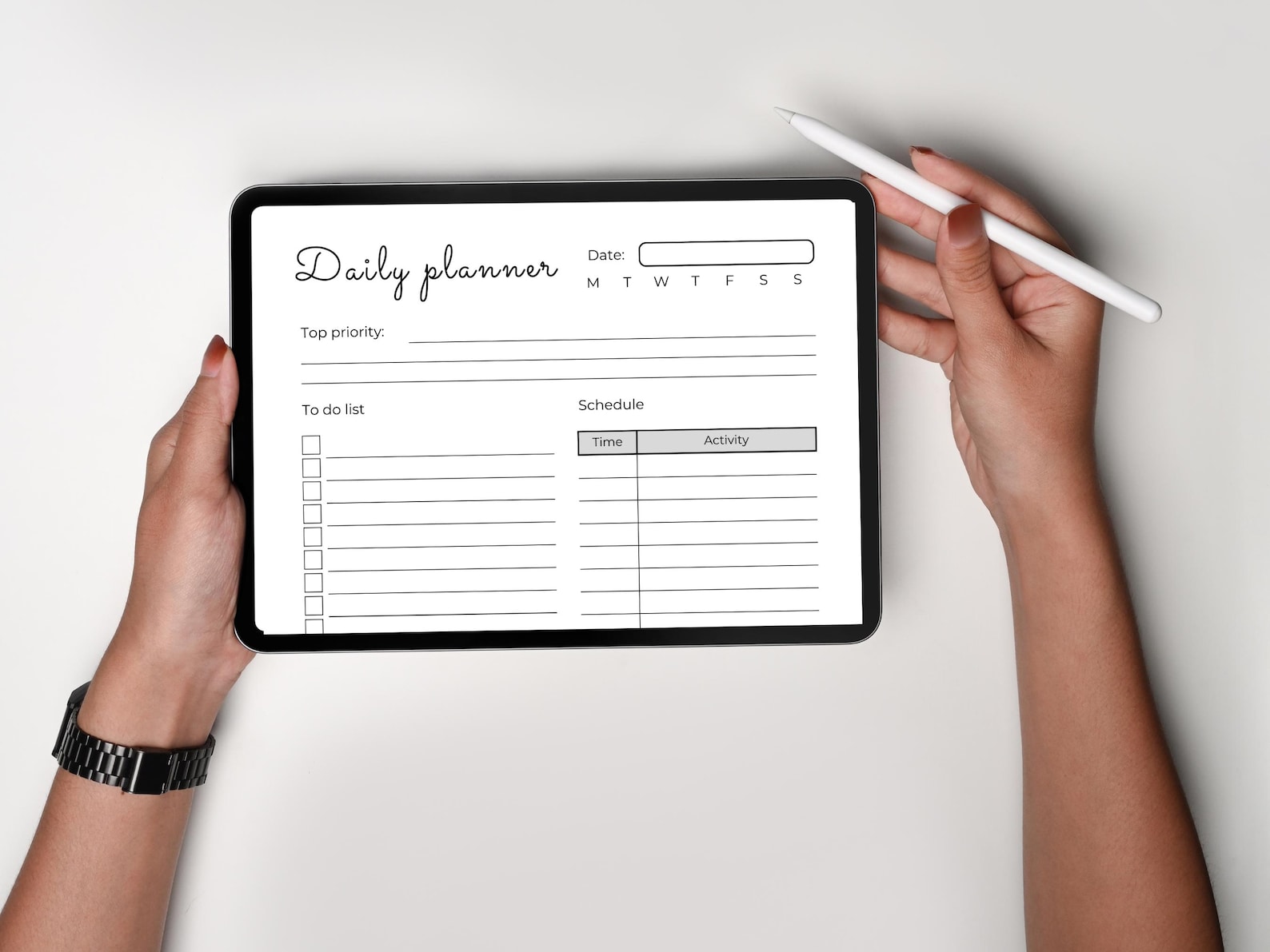 Daily Planner Template for E-ink Tablet, Daily to Do List, Tasks ...