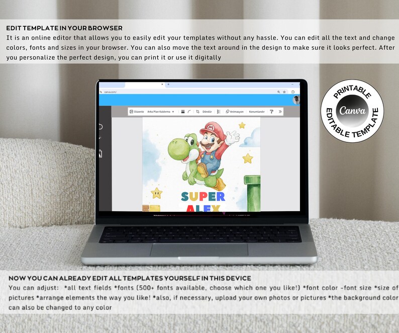 Editable Watercolor Super Mario Birthday Invitation, ANY AGE Nitendo ...