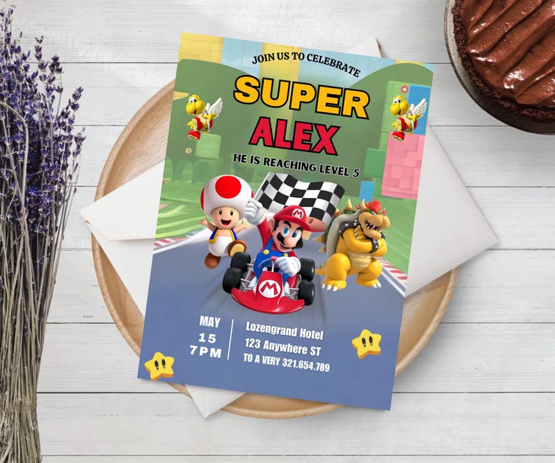 Mario Kart Birthday Boy Invite | Mario Birthday Invitation | Mario ...
