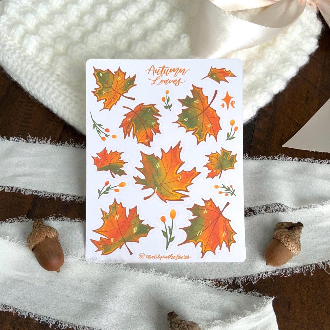 Autumn Leaves Sticker Sheet | Matte Sticker, Leaf Stickers, Leaves ...