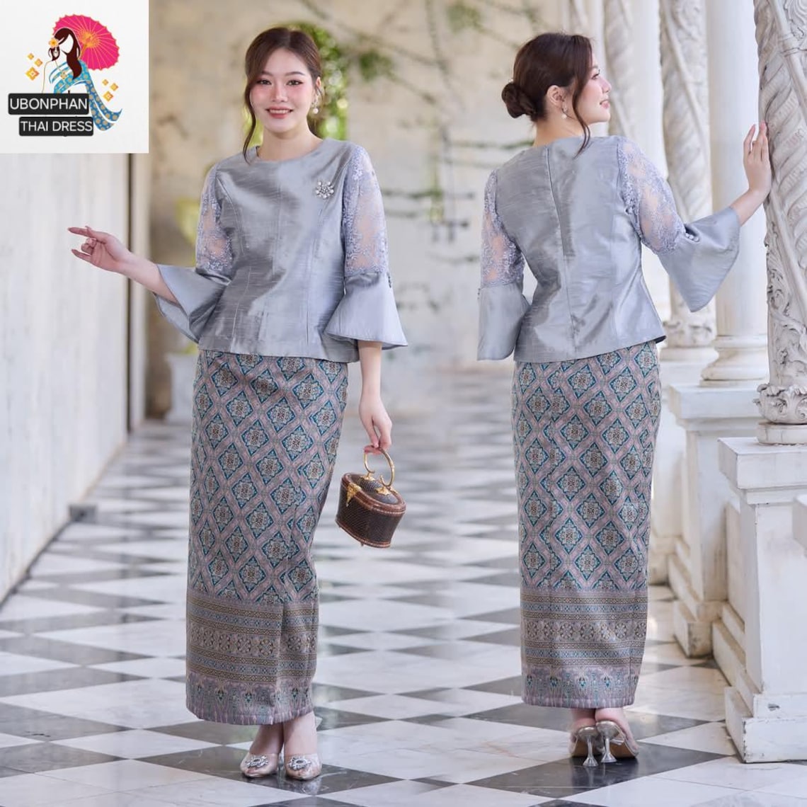 Lace Thai Dress | Handwoven Fabric, Temple Outfit (waist up to 39") - Etsy