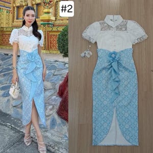 Stunning Thai Dressi Thai/laos Dressi Printed Fabric in Thai Patterni ...