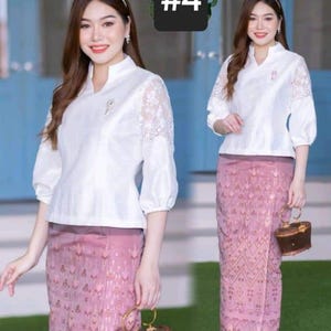 Stunning Thai Dressi Thai/laos Dressi Premium Lace+handwoven Fabrici ...