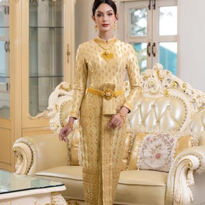 Luxury Traditional Thai/khmer Bridal Dress| Handmade Bead Embroidery ...