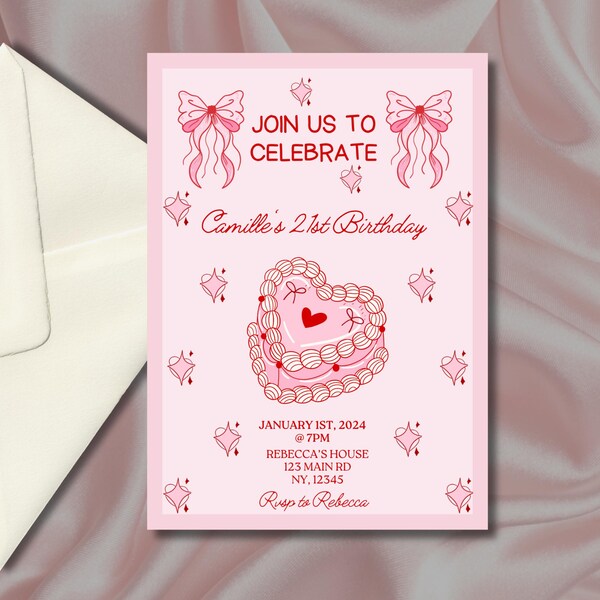 Coquette Theme Invitations - Etsy UK