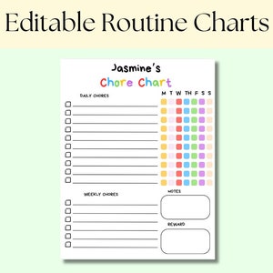 Kids Daily Checklist, Kids Daily Schedule, Editable Kids Daily ...