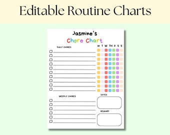 Kids Daily Checklist, Kids Daily Schedule, Editable Kids Daily ...