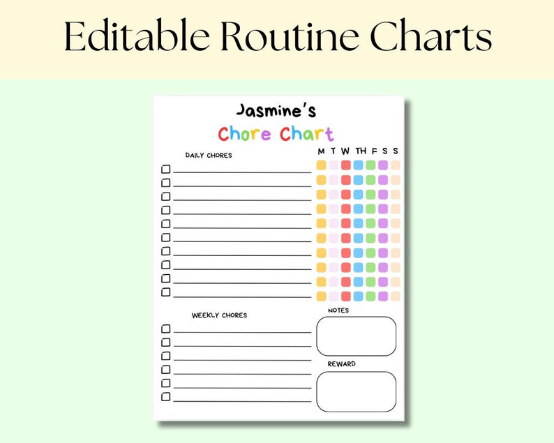Kids Daily Checklist, Kids Daily Schedule, Editable Kids Daily ...