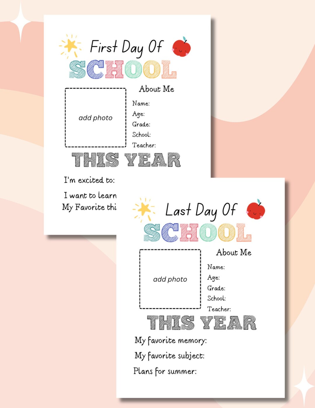 Printable First and Last Day of School Keepsake Worksheet, Back to ...