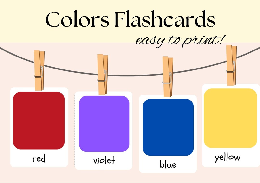 Color Flash Cards, Montessori Flashcards, Pre-school Cards, Montessori ...