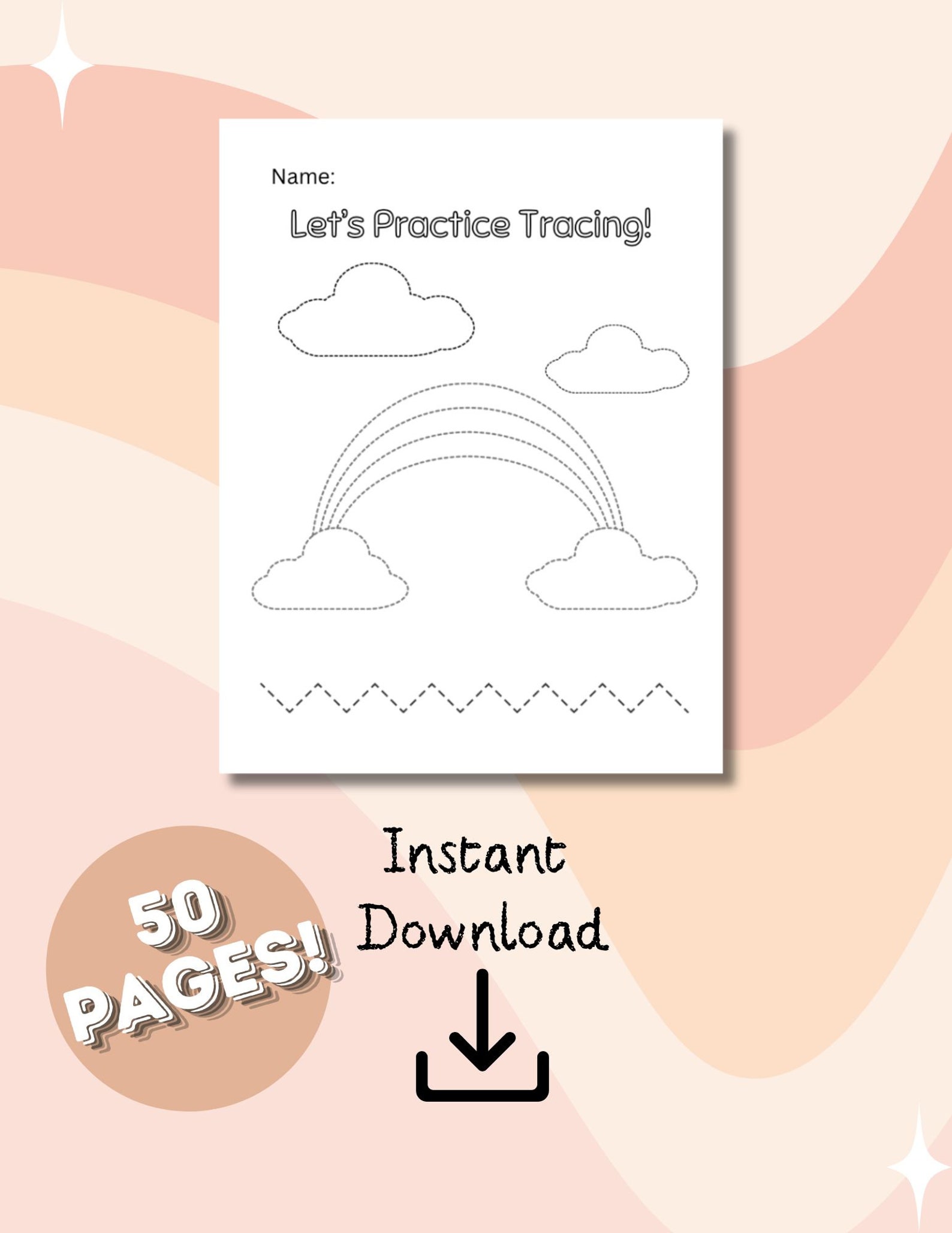 50 Preschool Line Tracing Worksheets Bundle, Line Trace Page Printable ...