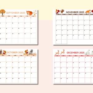 2025 Animals Calendar Printable, Cute Calendar 2025, Wall Calendar for ...