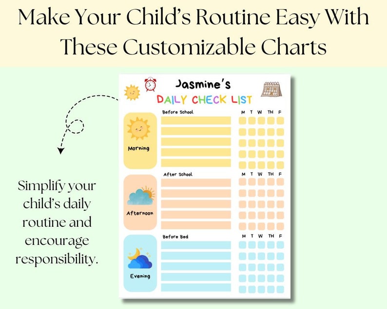 Kids Daily Checklist, Kids Daily Schedule, Editable Kids Daily ...