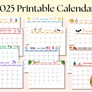 2025 Animals Calendar Printable, Cute Calendar 2025, Wall Calendar for ...