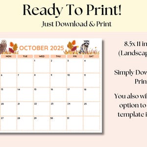 2025 Animals Calendar Printable, Cute Calendar 2025, Wall Calendar for ...