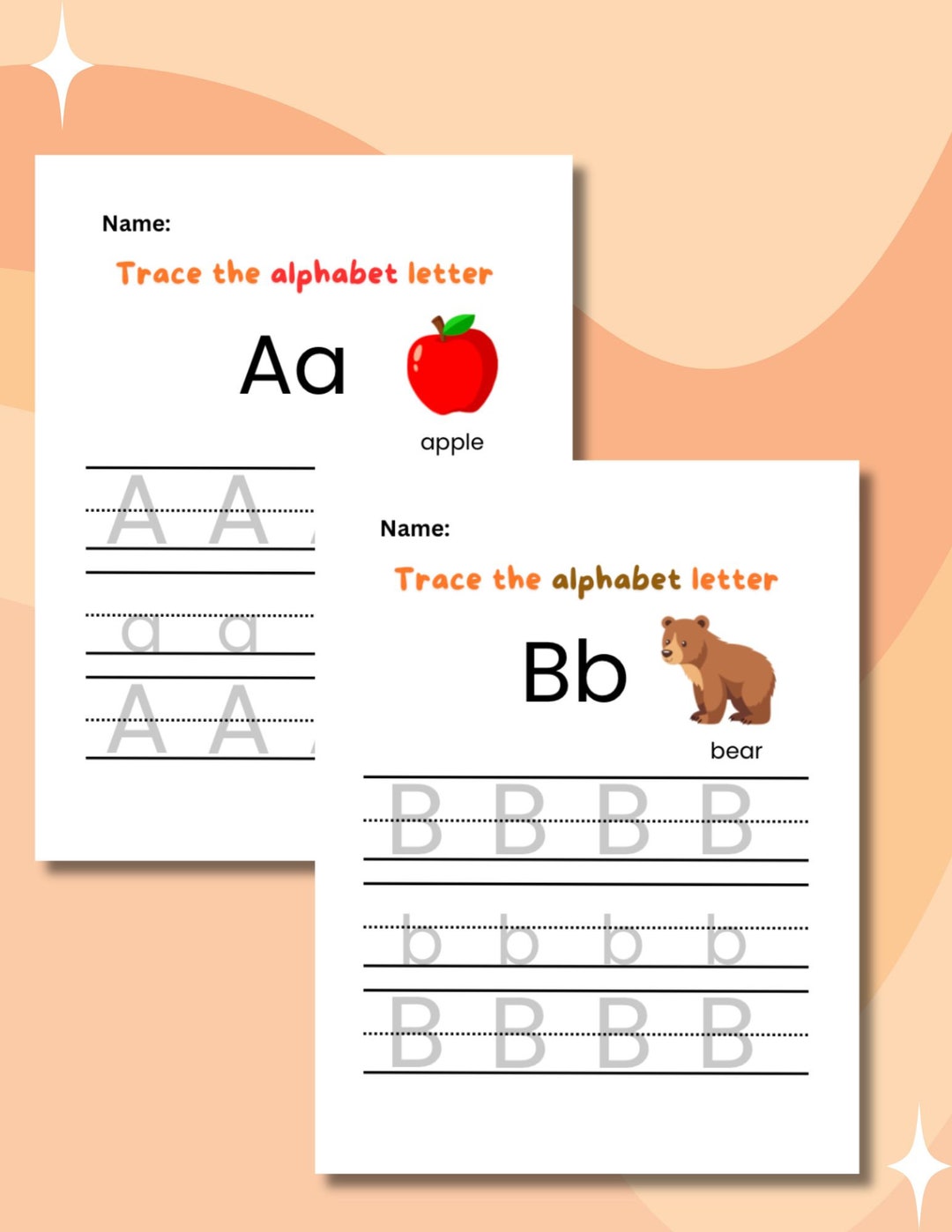 26 Printable Alphabet Tracing Worksheets. Preschool-kindergarten ...
