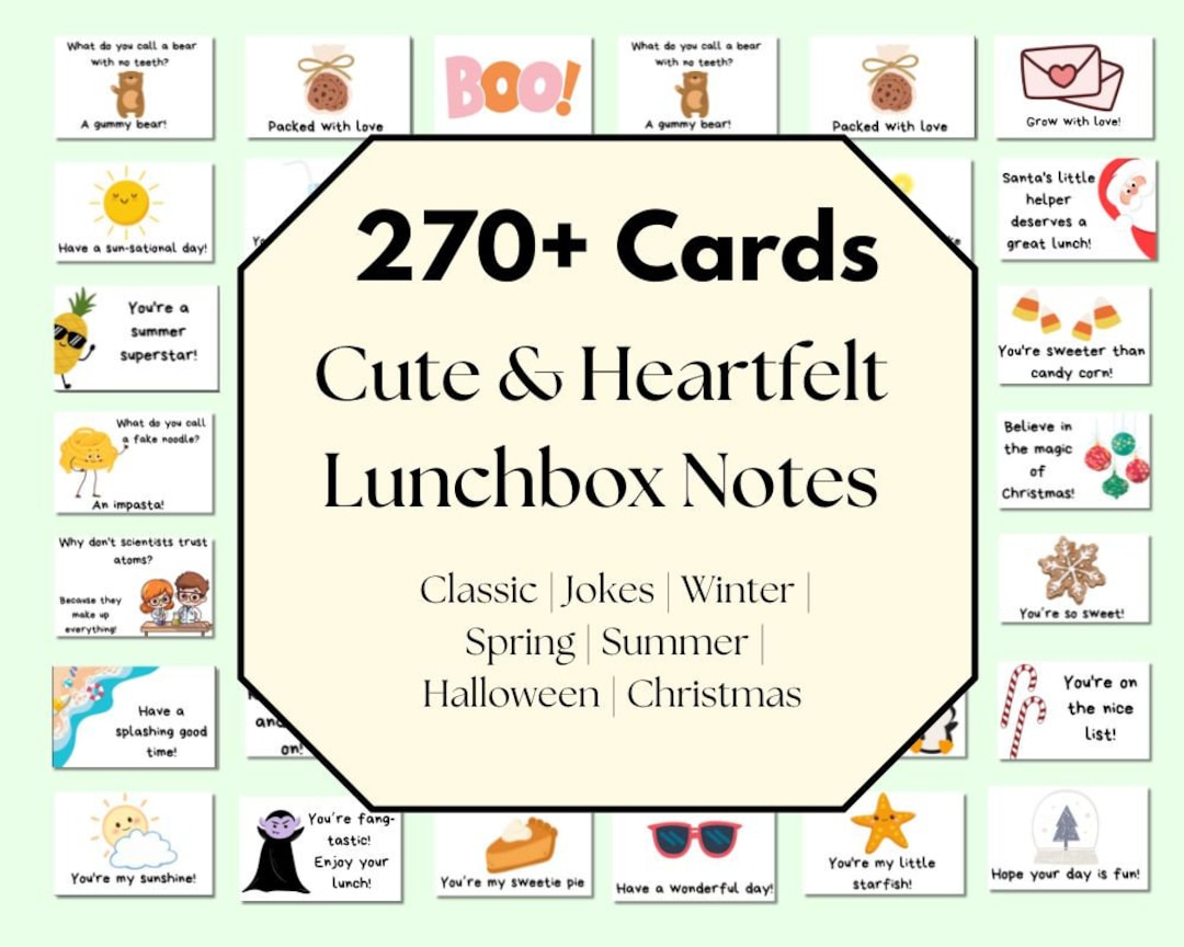 LUNCHBOX NOTES BUNDLE, Lunchbox Notes, Printable Lunch Notes, Lunchbox ...