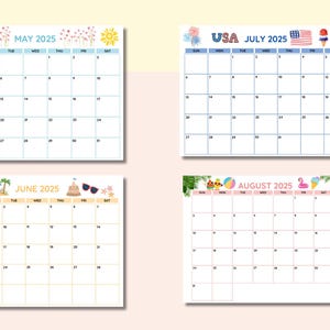 2025 Calendar Printable, Cute Kids Calendar 2025, Wall Calendar PDF ...