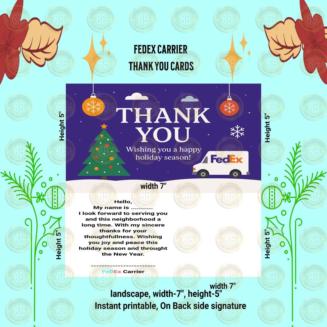 Fedex Delivery Thank You Card: Instant Download PNG, PDF File, Post ...