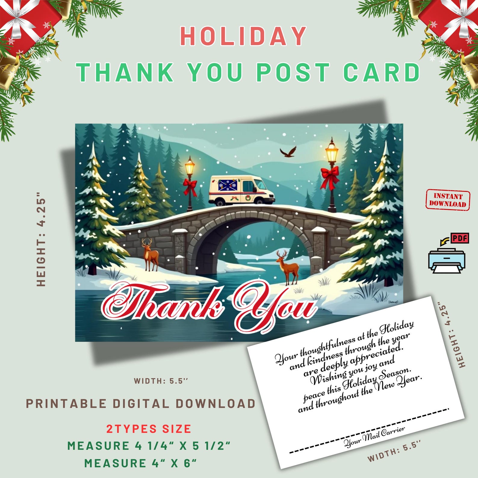 Letter Carrier Thank You Postcard| Postal Postcards| Mail Carrier Card ...