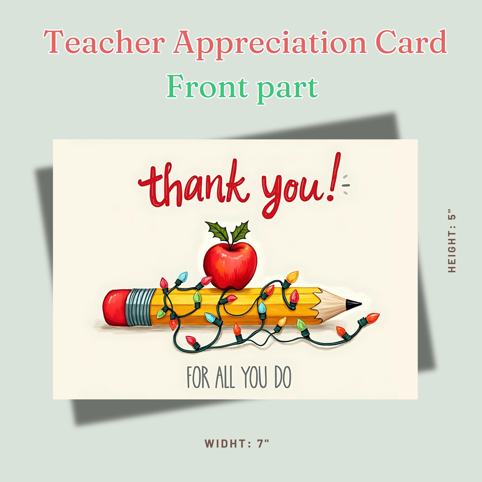 Teacher Appreciation Christmas Card | Teacher Christmas Thank You ...