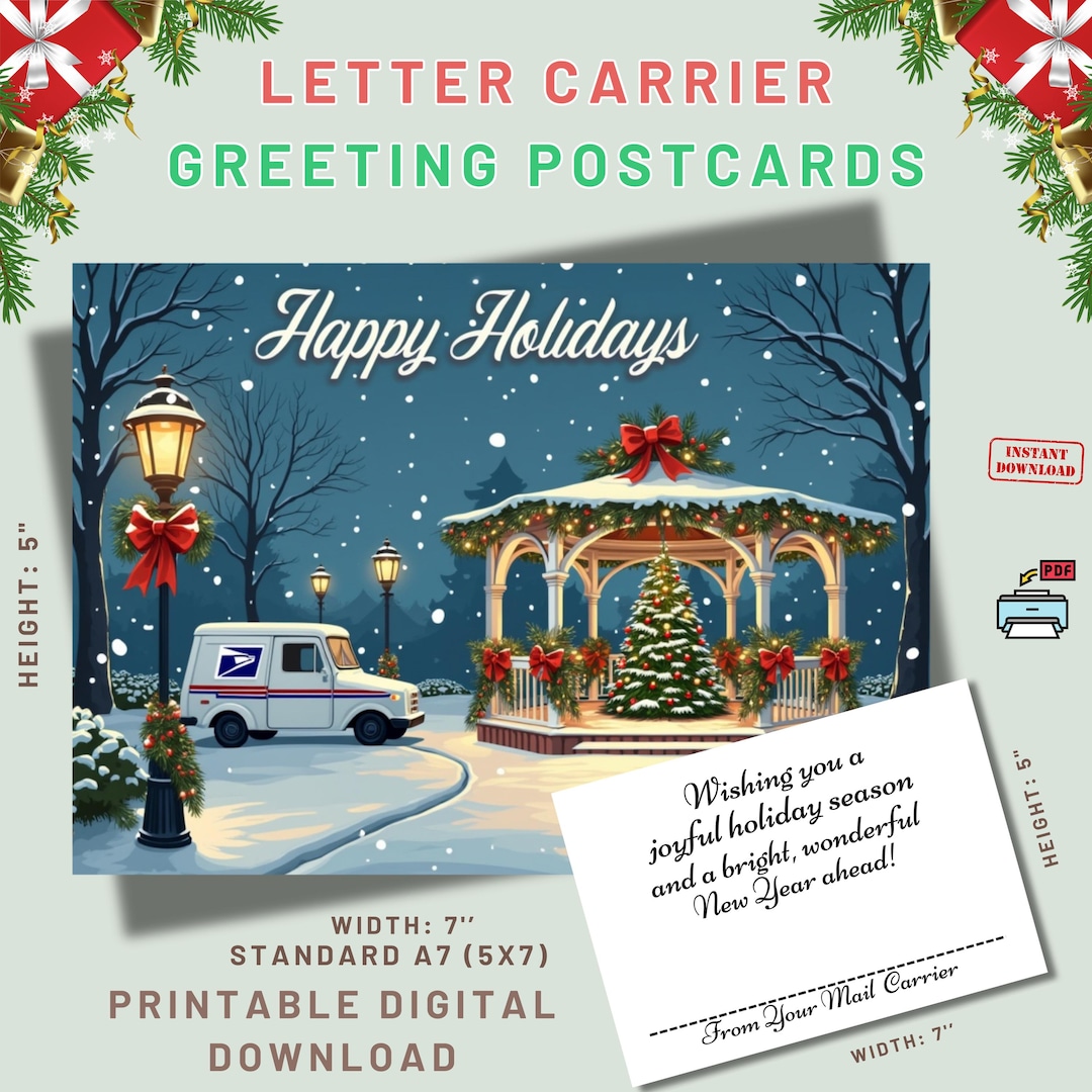 Holiday Mail Carrier Postcards, Happy Holidays Post Cards, Postal ...