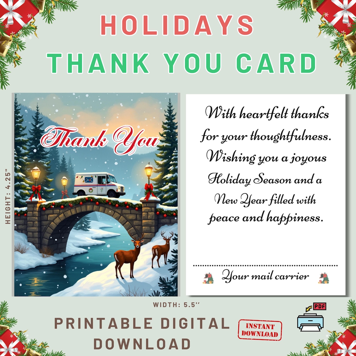 Letter Carrier Thank You Postcard Postal Postcards Mail Carrier Card ...